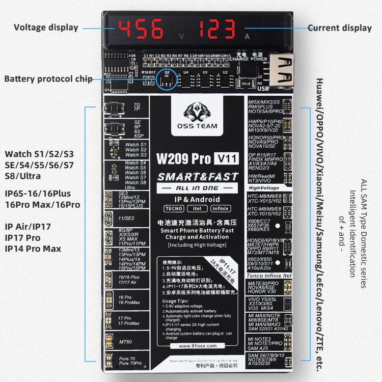 OSS TEAM W209 PRO V11 Battery Activator Board 7.4V High-Voltage for iP ...